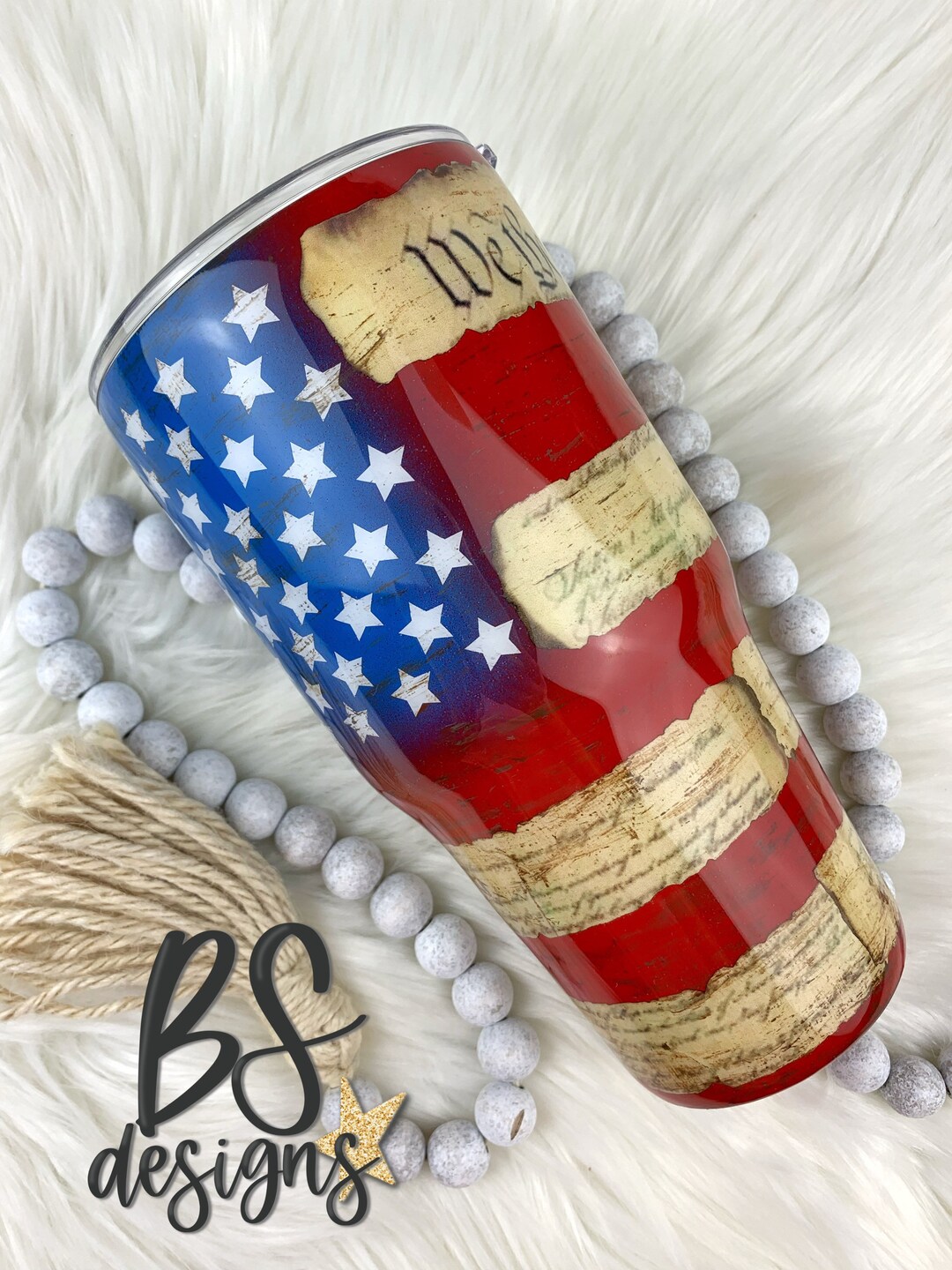 Distressed American Flag Tumbler: We the People Constitution, Handmade ...