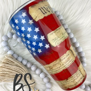Custom Tumbler for Men, American Flag, Distressed, Constitution, Free ...