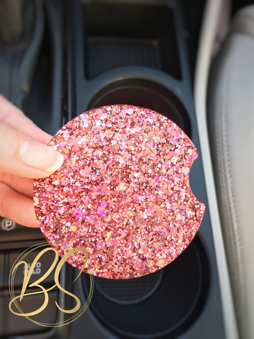 Glitter Car Coasters: Chubby Rose Gold, Sparkly Car Accessories - Two ...