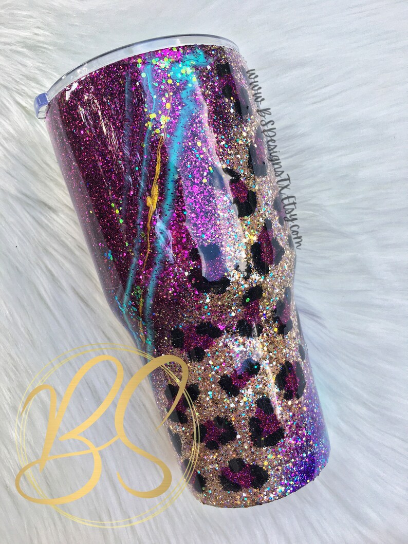 Purple Leopard Glitter Tumbler Gypsy Leopard Personalize | Etsy