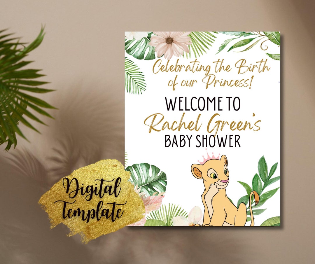 Nala Lion King Baby Shower Welcome Sign Editable, Nala Baby Shower ...