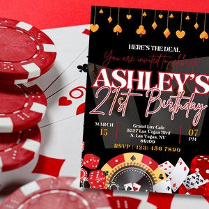 Editable Poker Birthday Invitation, Poker Birthday Invite. Casino Night ...