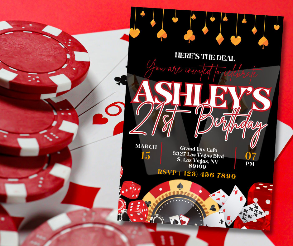 Editable Poker Birthday Invitation, Poker Birthday Invite. Casino Night ...