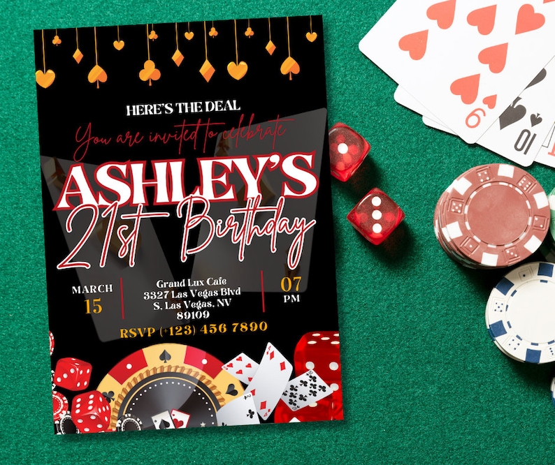 Editable Poker Birthday Invitation, Poker Birthday Invite. Casino Night ...