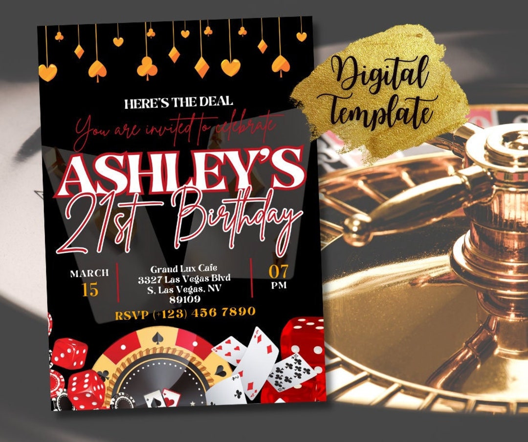 Editable Poker Birthday Invitation, Poker Birthday Invite. Casino Night ...