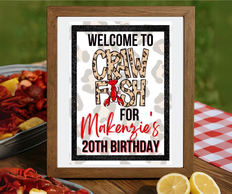 Cheetah Print Crawfish Welcome Sign Template DIY | Printable Crawfish ...