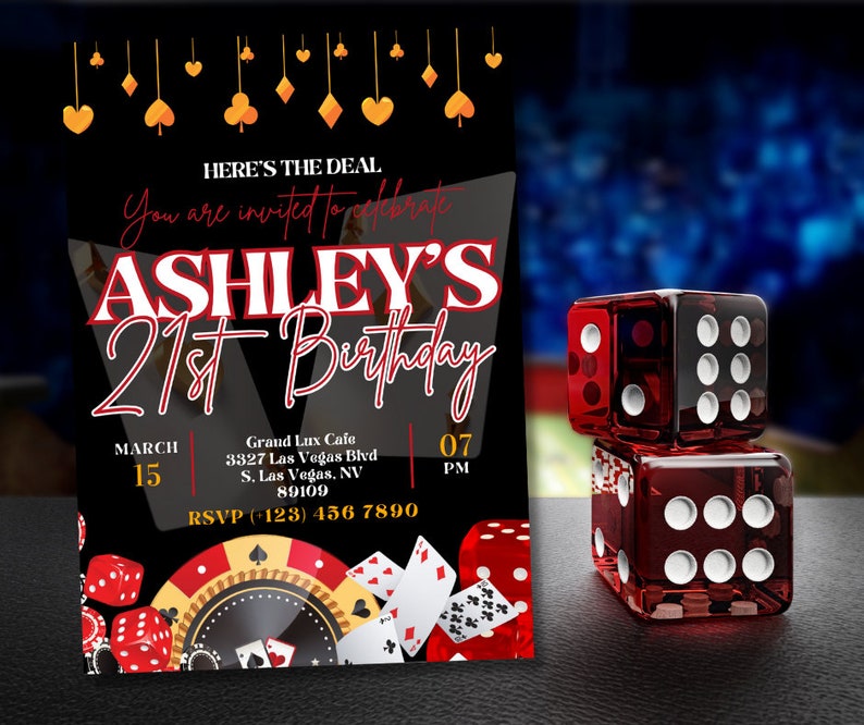 Editable Poker Birthday Invitation, Poker Birthday Invite. Casino Night ...
