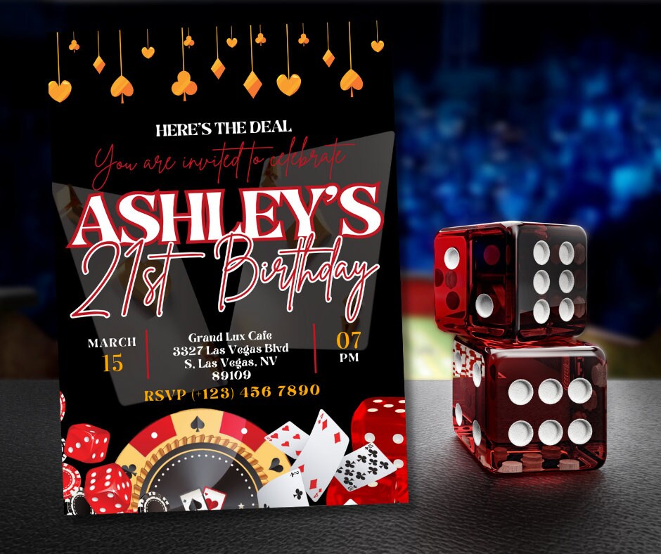 Editable Poker Birthday Invitation, Poker Birthday Invite. Casino Night ...