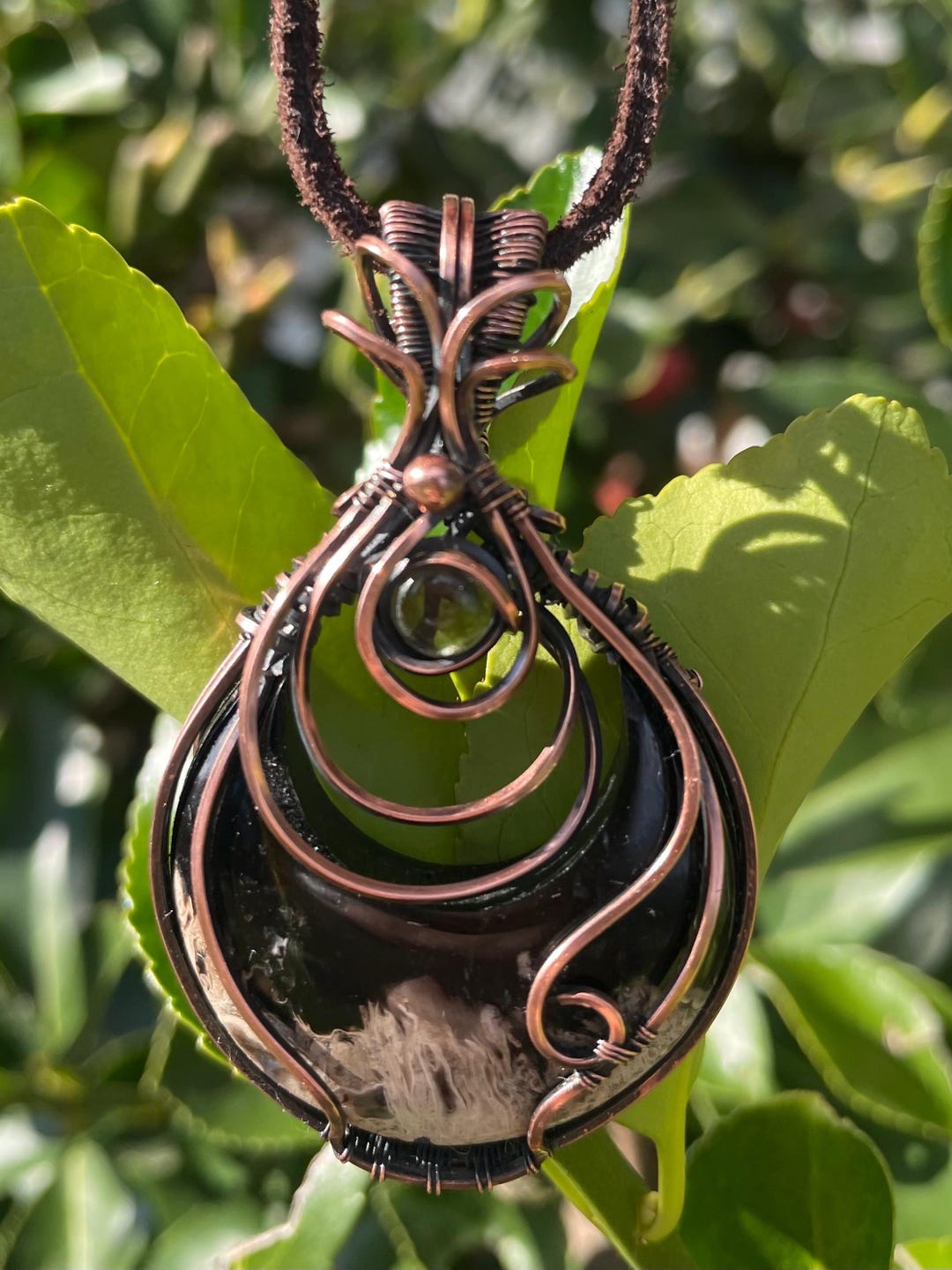 CUSTOM HANDMADE. Black and Brown Fossilized Palm Root Moon With Smoky ...