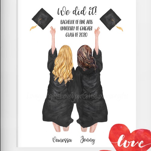 2 Best Friends Personalized Graduation Print Friends - Etsy