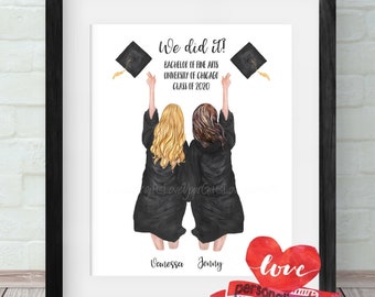 6 Best Friends Personalized Graduation Print Friends Graduation Gift ...