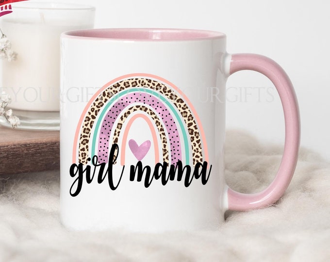 Mama Rainbow and Moon Mug, Mom Life Mug, Cute Mother's Day Mug, Pink ...