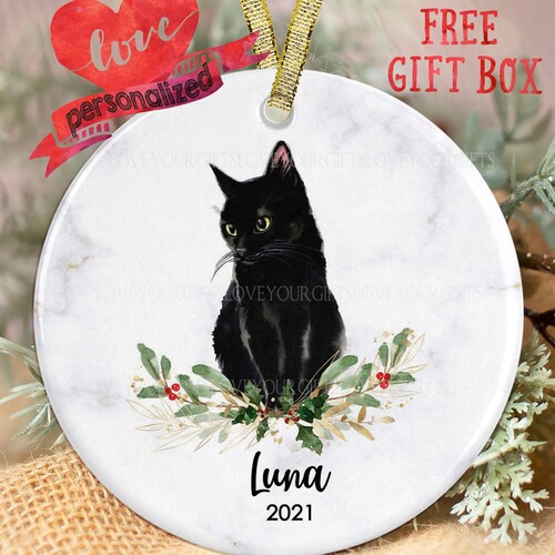 Personalized Black Cat Ornament / Cat Keepsake Gift / Black - Etsy