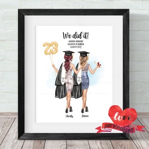 2 Best Friends Personalized Graduation Print Friends Graduation Gift ...