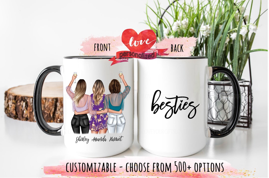 Personalized 3 Best Friends Mug Personalized Friends Mug Bestie Mug ...