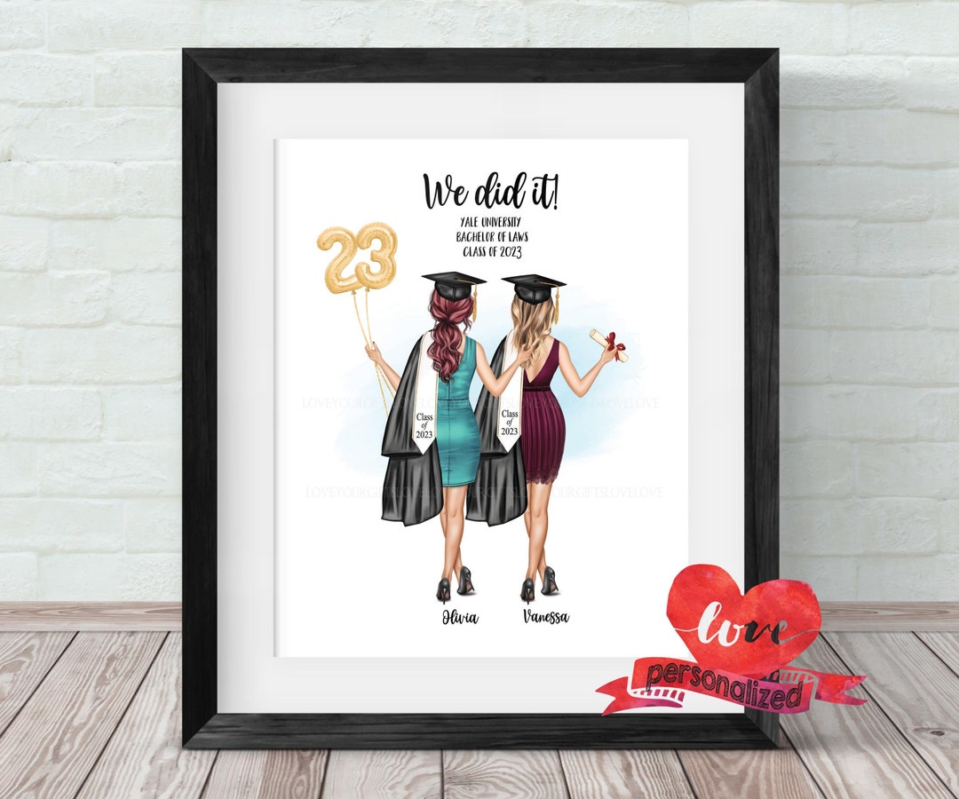 2 Best Friends Personalized Graduation Print Friends Graduation Gift ...