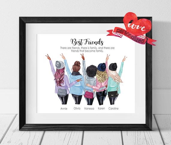 5 Personalized Best Friends Print Best Friend Gift Birthday | Etsy