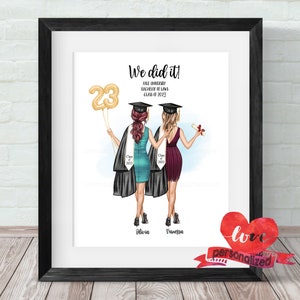 2 Best Friends Personalized Graduation Print Friends Graduation Gift ...