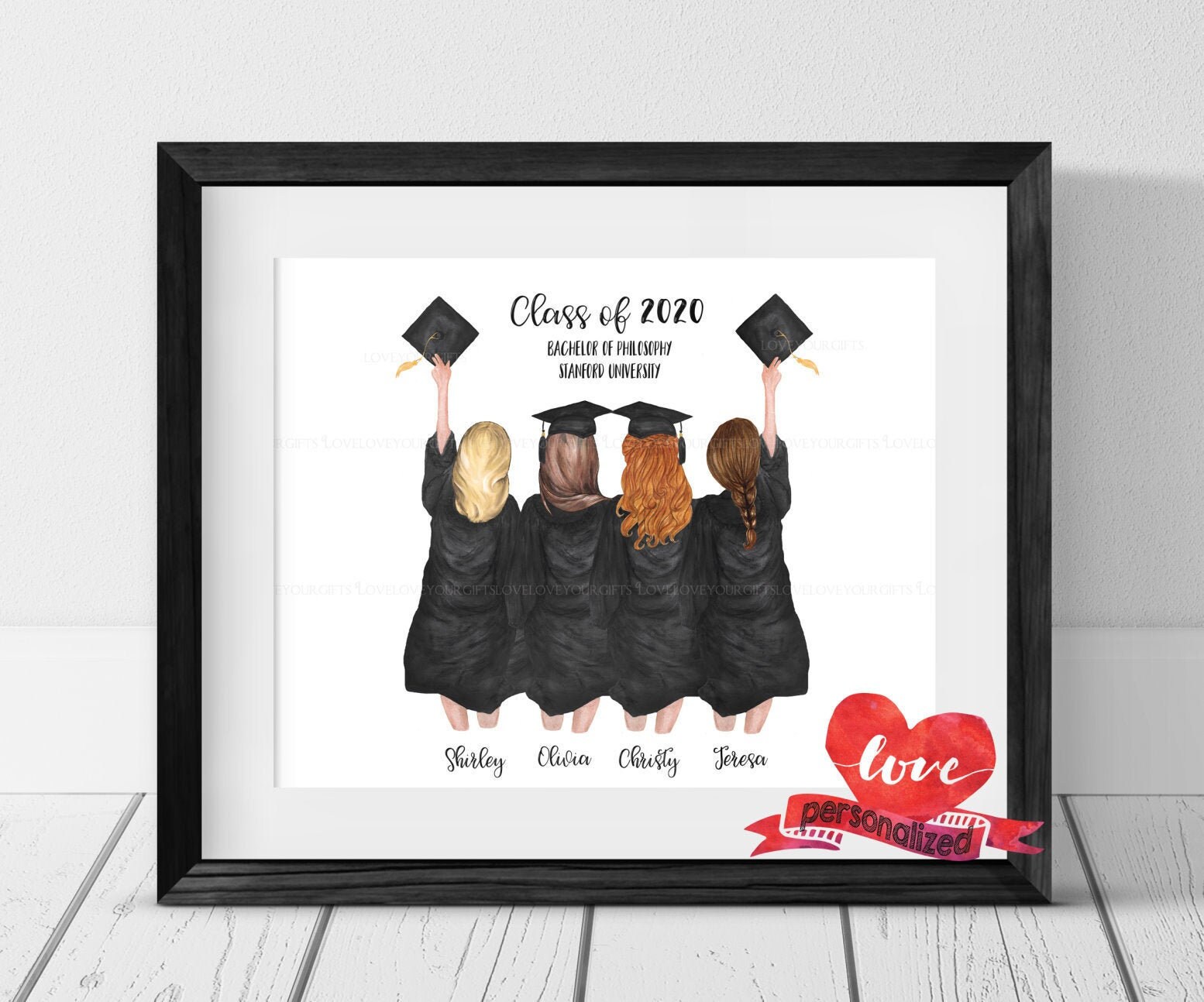4 Best Friends Personalized Graduation Print Friends | Etsy