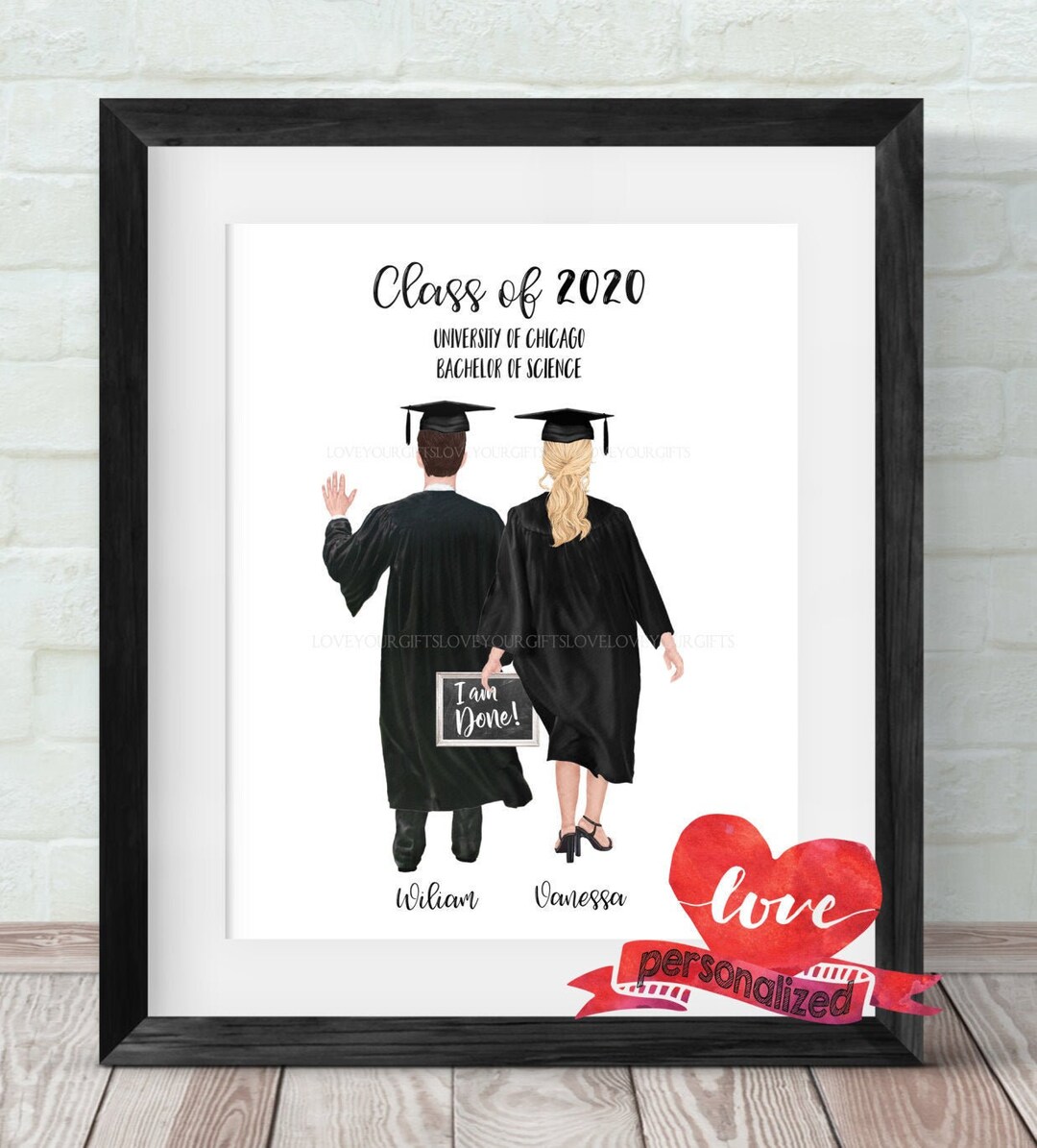 2 Best Friends Personalized Graduation Print Friends - Etsy