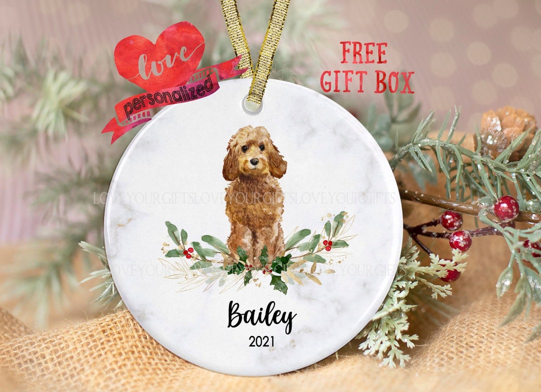 Personalized Golden Honey Cockapoo Christmas Ornament Custom Cockapoo ...