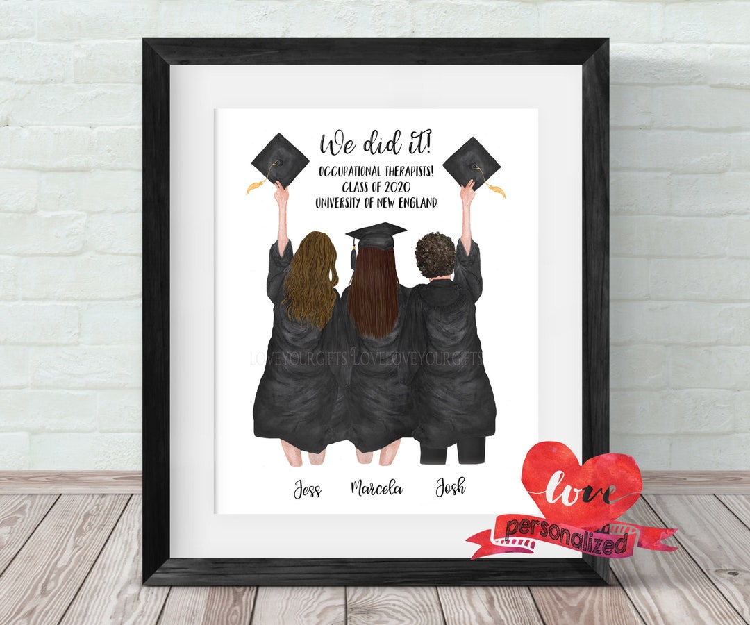 3 Best Friends Personalized Graduation Print Friends Graduation Gift ...