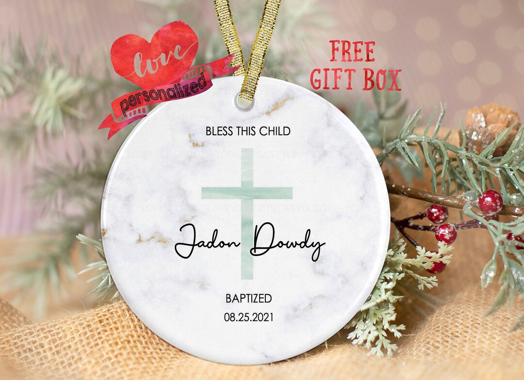 Personalized Baby Boy Baptism Ornament God Bless Christening Ornament ...