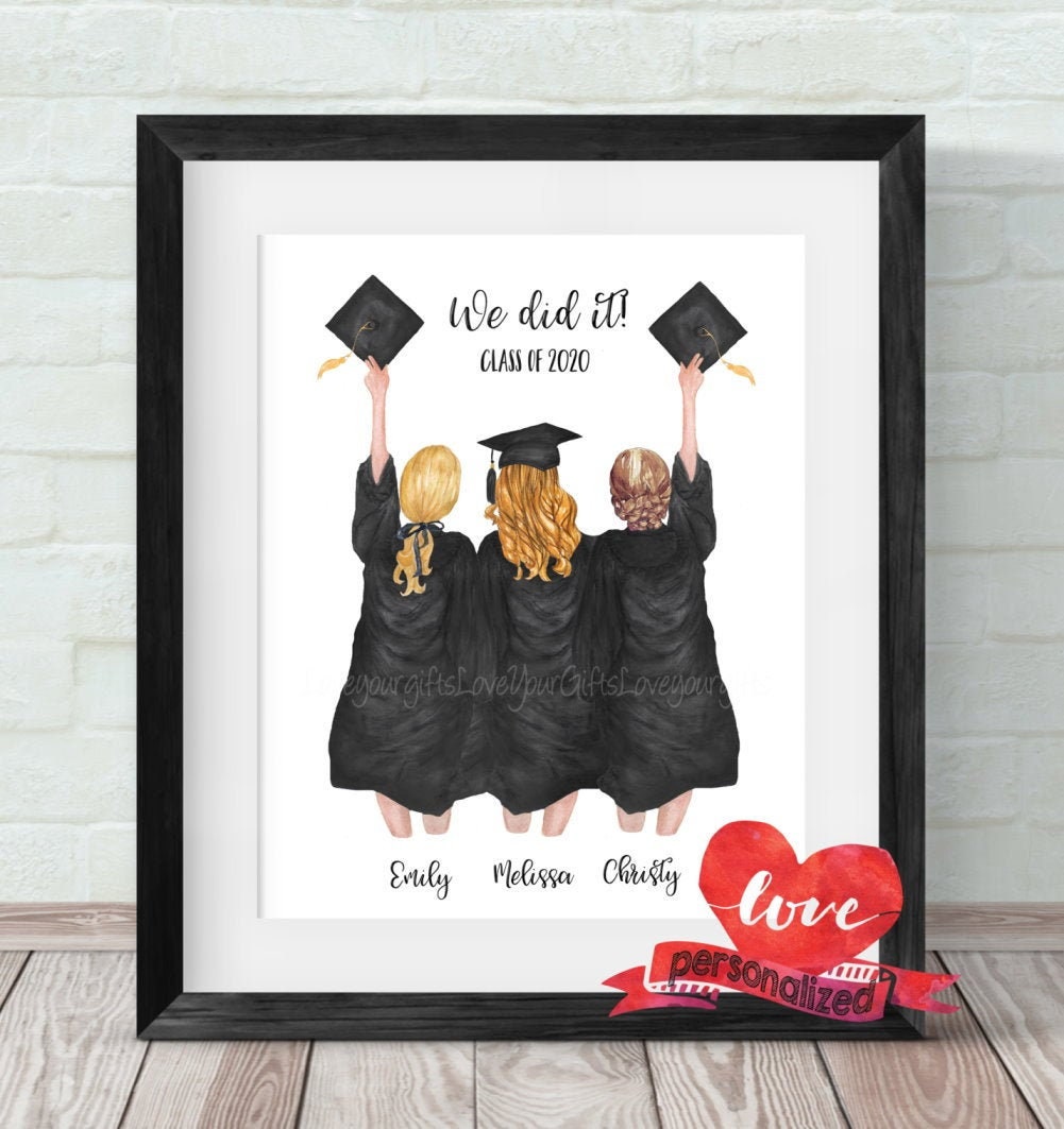 3 Best Friends Personalized Graduation Print Friends | Etsy
