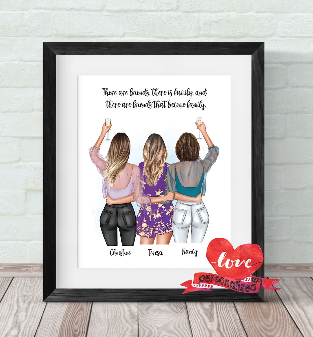 3 Personalized Best Friend Print, Best Friends Gift, Birthday Print ...