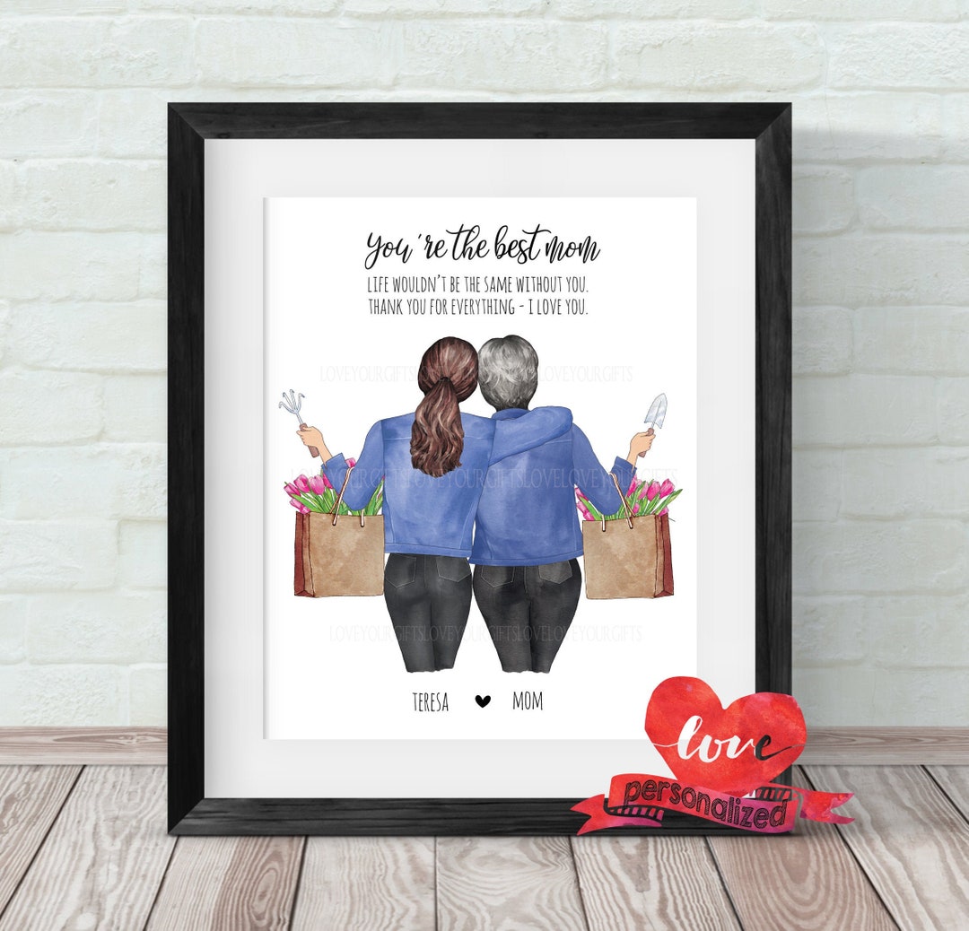 Custom Mother and Daughter Print, Personalized Mom Print, Birthday Gift ...