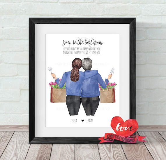 Customized Mothers Day Gifts For Mom Blue Floral & Gold Mothers Day ...