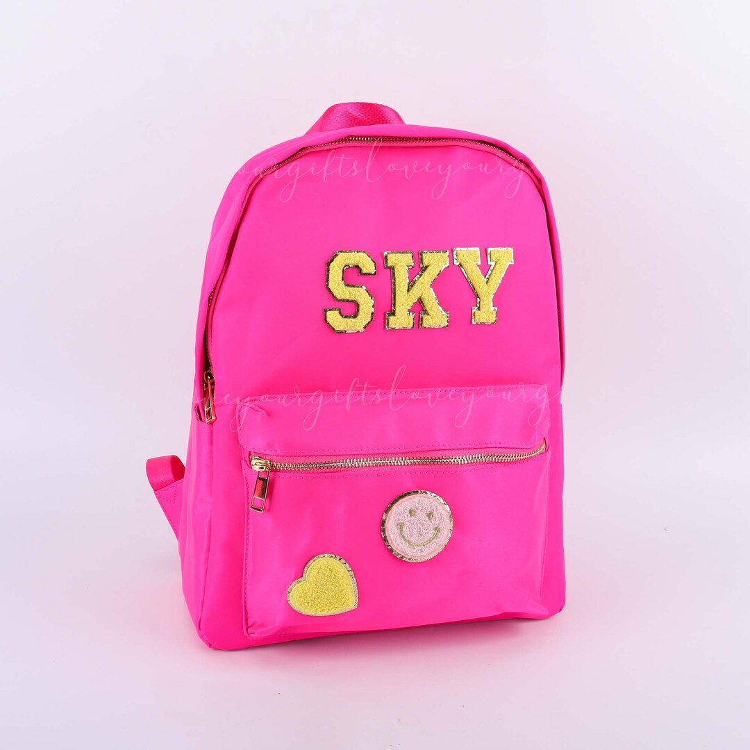 Personalized Nylon Backpack, Custom Chenille Letter Patch Backpack ...