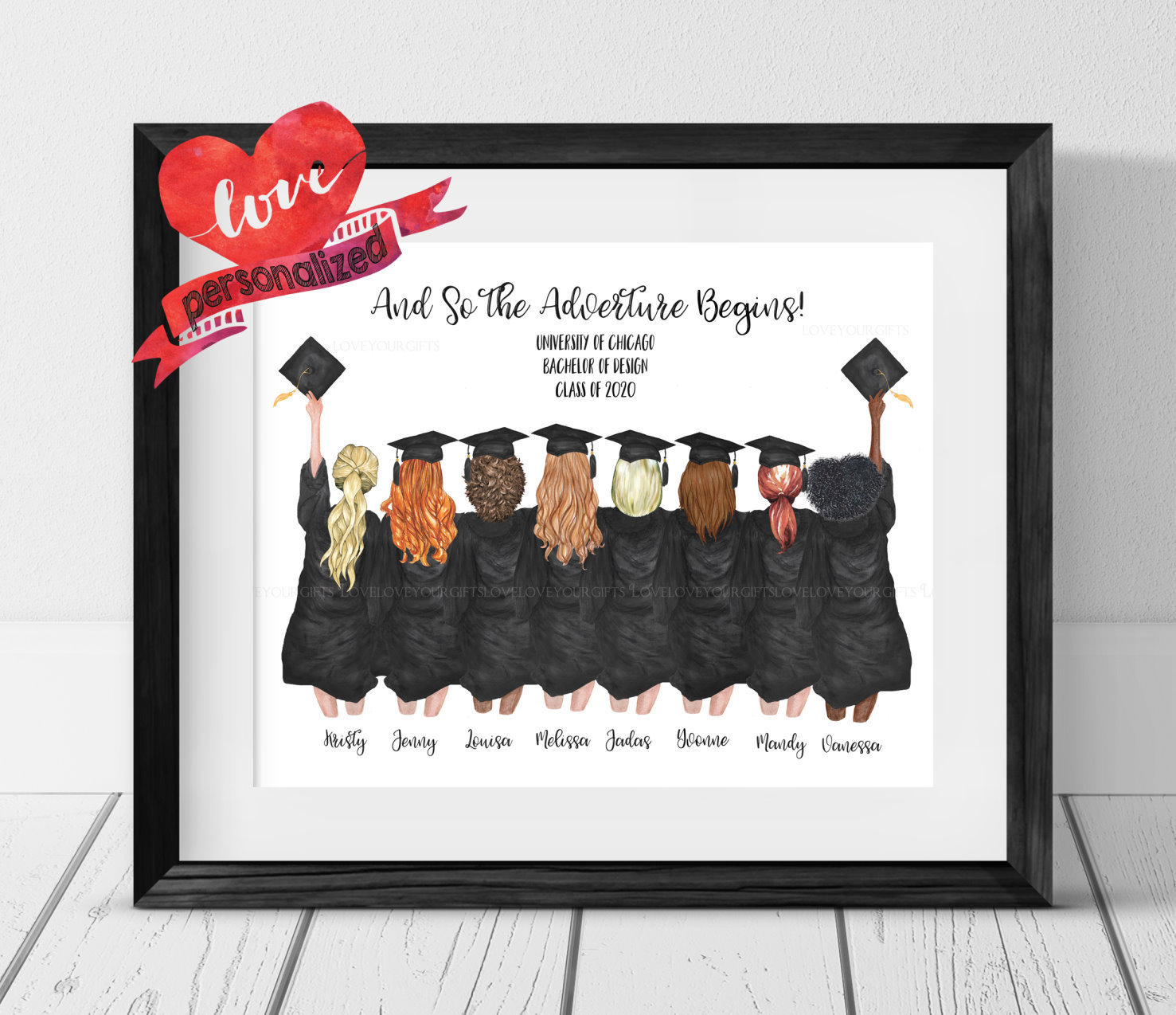 8 Best Friends Personalized Graduation Print Friends | Etsy