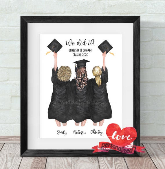 3 Best Friends Personalized Graduation Print Friends - Etsy