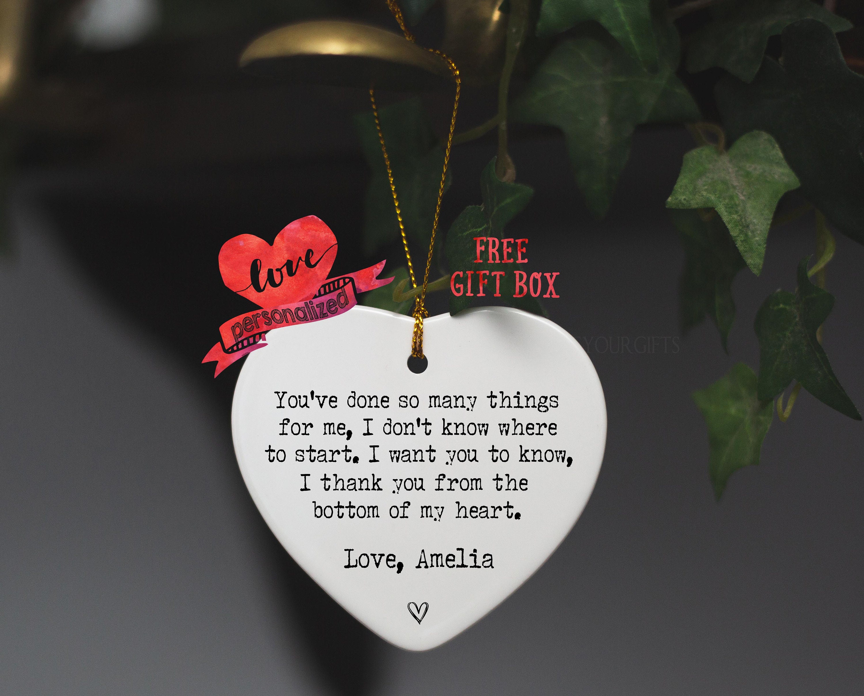 Personalized Thank You From the Bottom of My Heart Ornament, Friendship ...