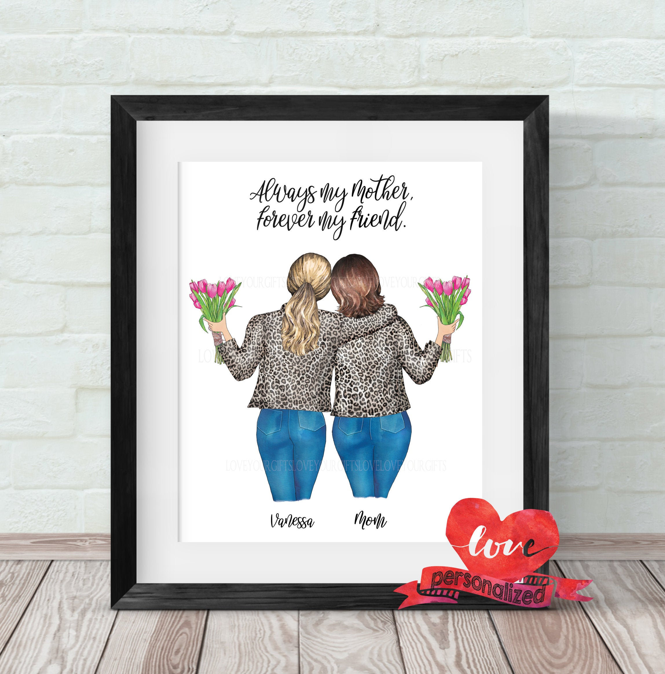 Custom Mother and Daughter Print, Personalized Mom Print, Birthday Gift ...