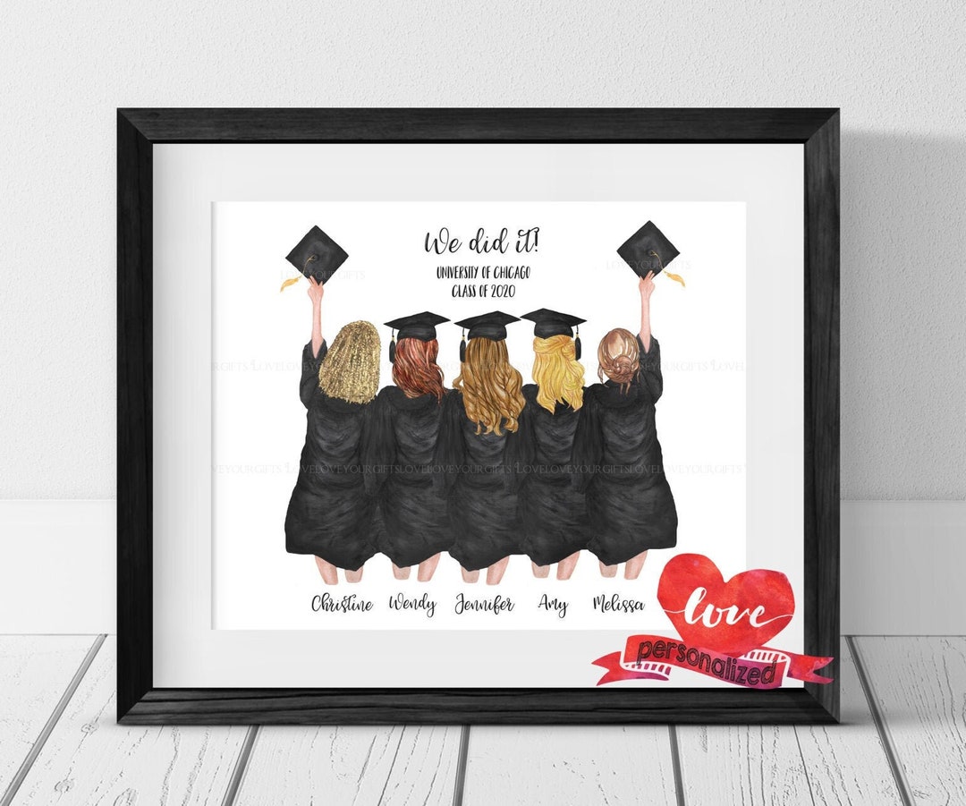 5 Best Friends Personalized Graduation Print Friends Graduation Gift ...