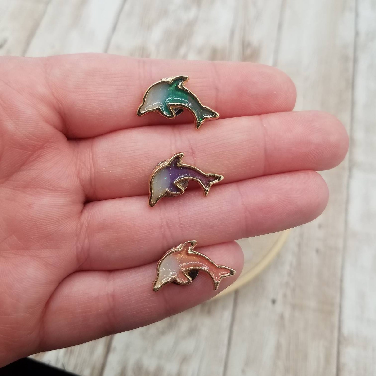 Mini Ombre Dolphin Glitter Dolphin Gold Purple Green | Etsy