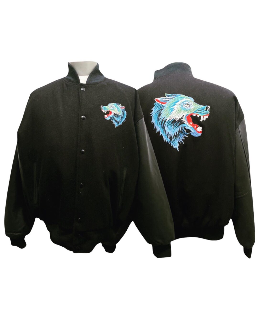 Wolf Varsity Wool & Leather Jacket - Etsy