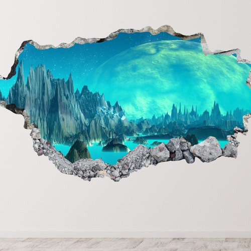Waterfall Wall Decal Lake 3D Smashed Wall Art Sticker Kids - Etsy