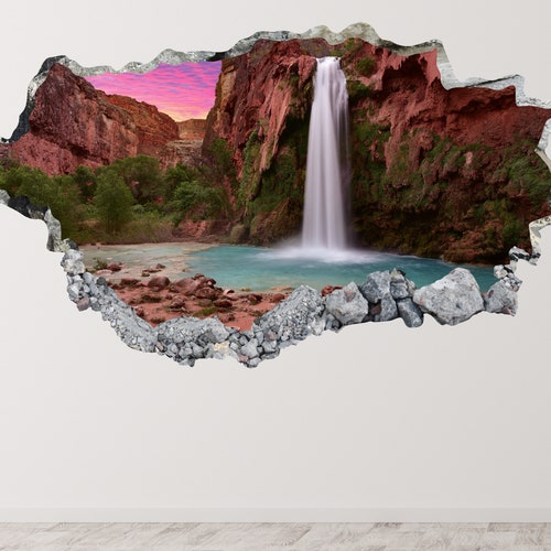 Waterfall Wall Decal Lake 3D Smashed Wall Art Sticker Kids - Etsy