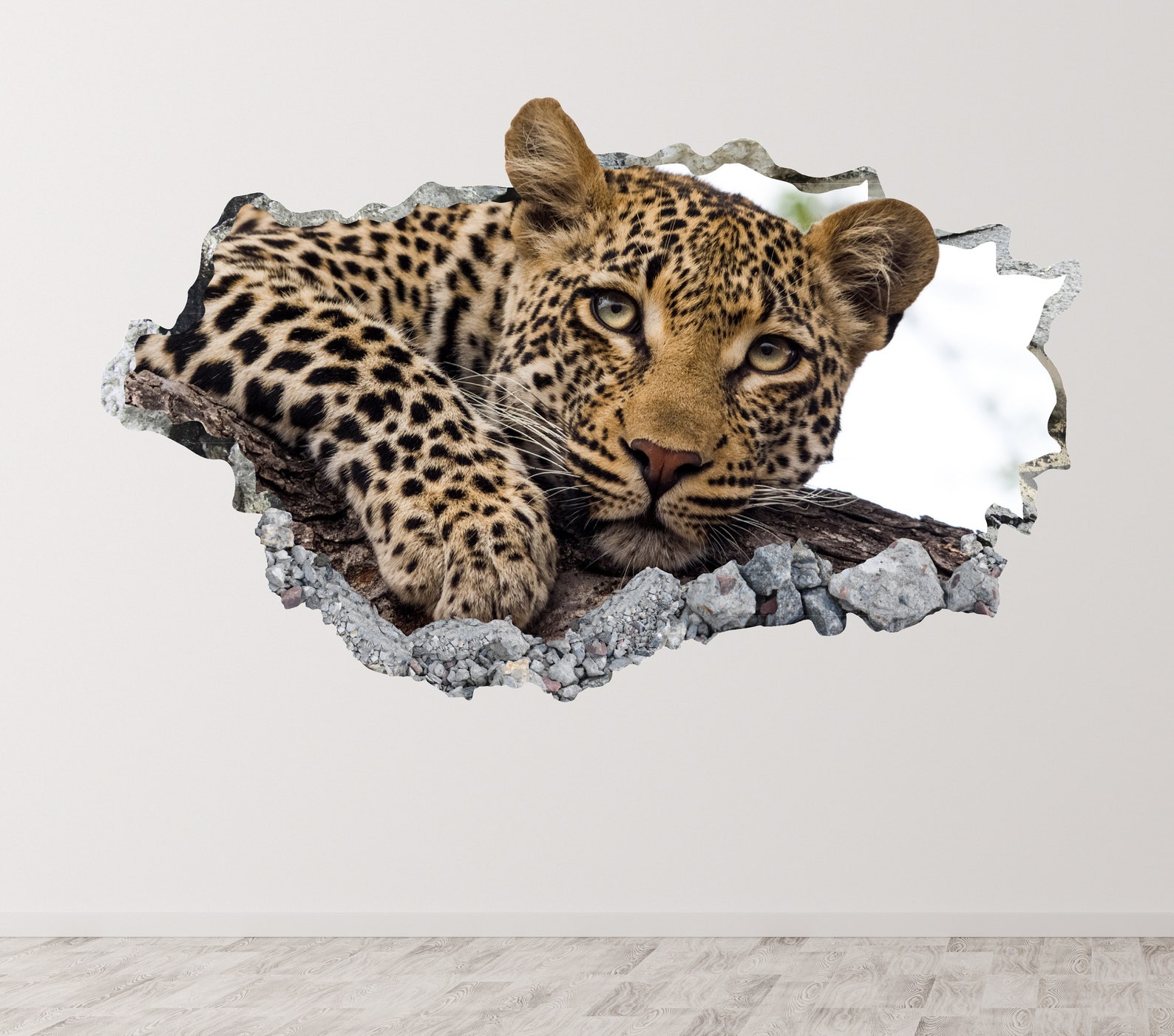 Leopard Wall Decal Art Decor 3D Smashed Animal Sticker Mural | Etsy