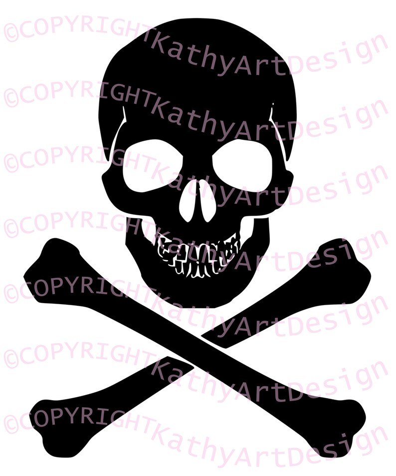 Skull and Crossbones SVG File, Digital Download Clipart, Halloween Clip ...