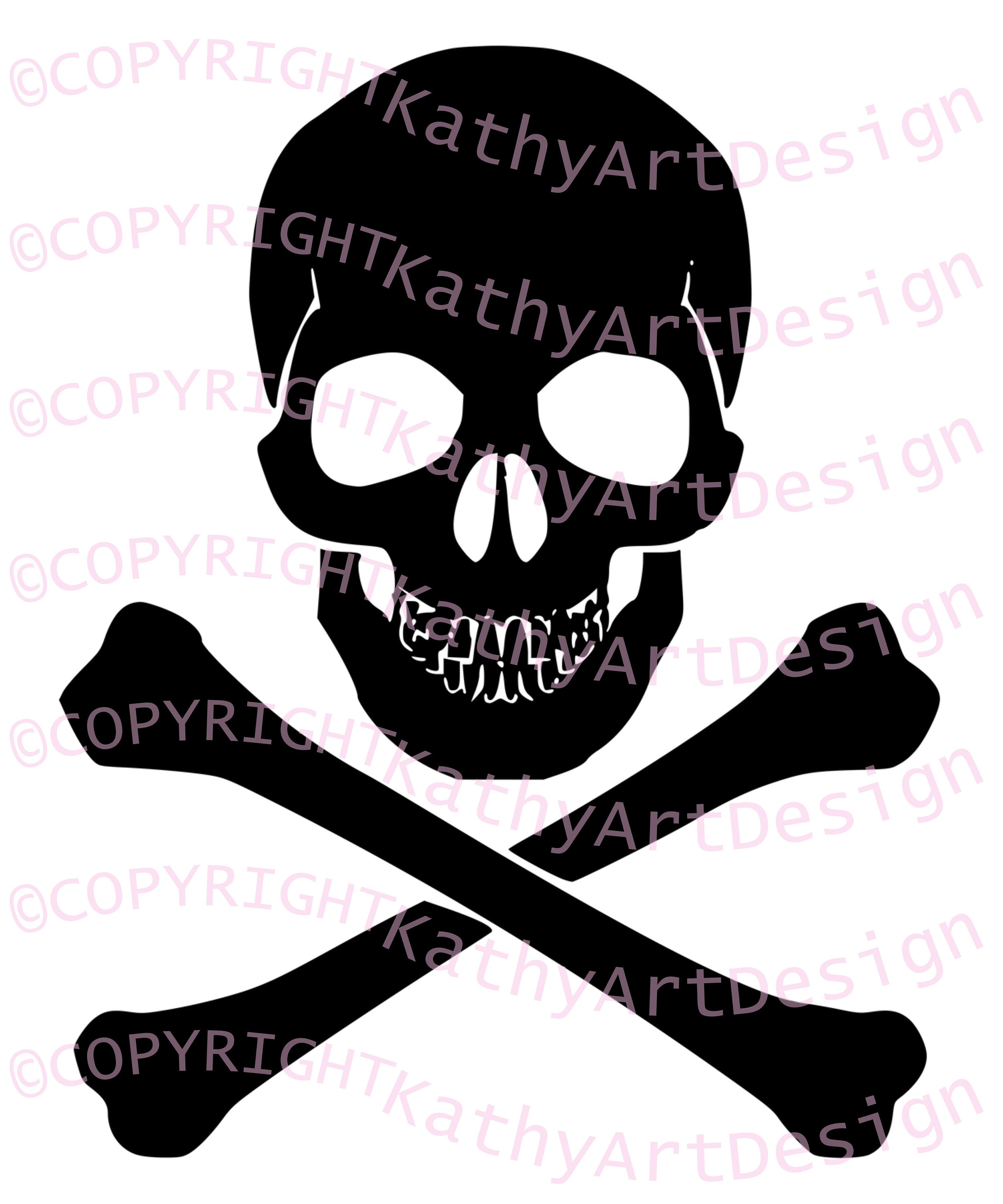 Skull and Crossbones SVG File, Digital Download Clipart, Halloween Clip ...