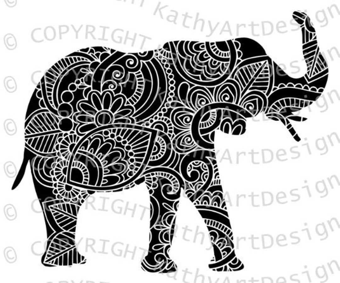 Elephant Mandala SVG File, Digital Download, Boho Elephant Design ...