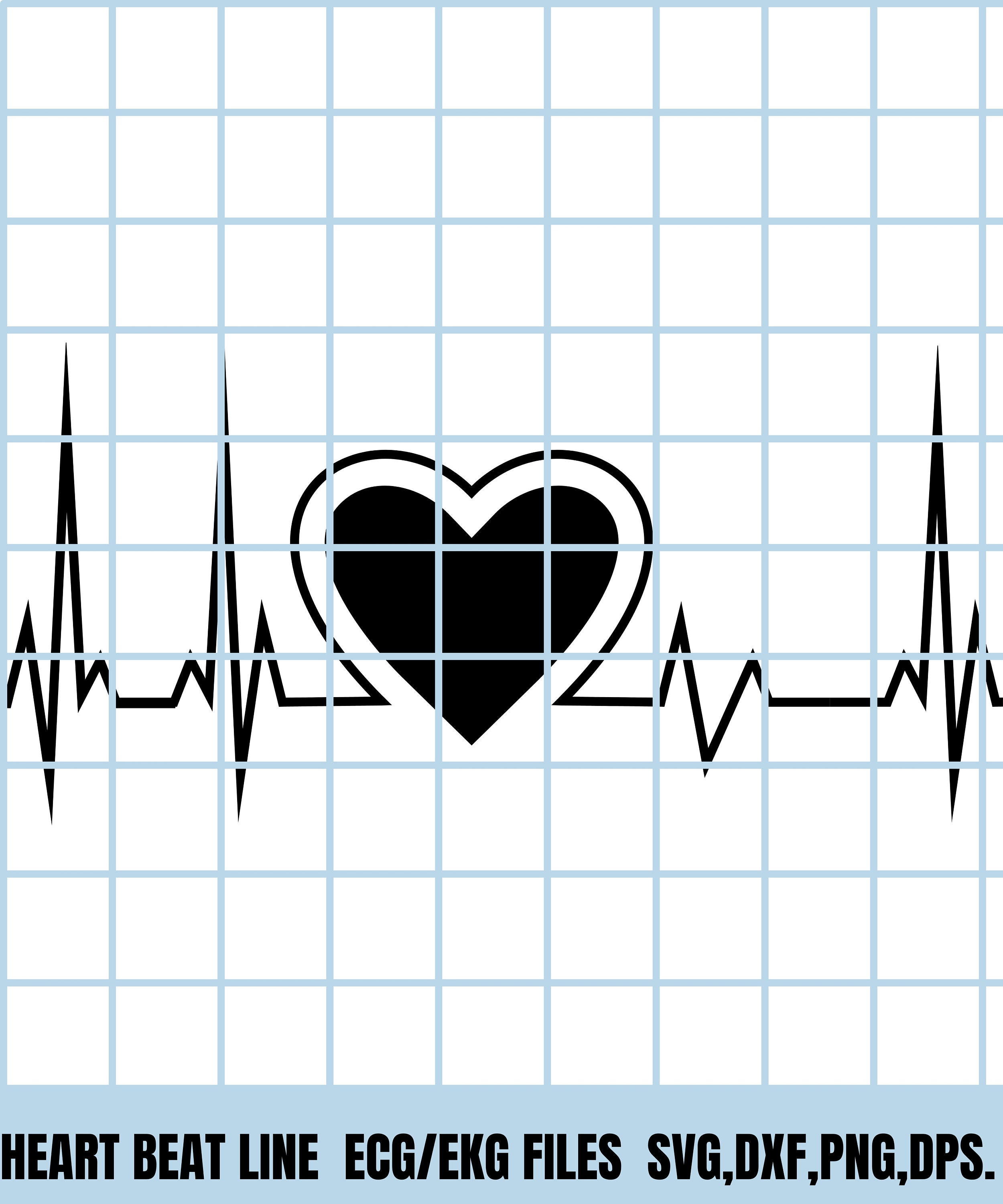 Heartbeat Line SVG Files ECG EKG Cut Files Healthcare Vector Files Nurse Vector Heartbeat Pulse ...