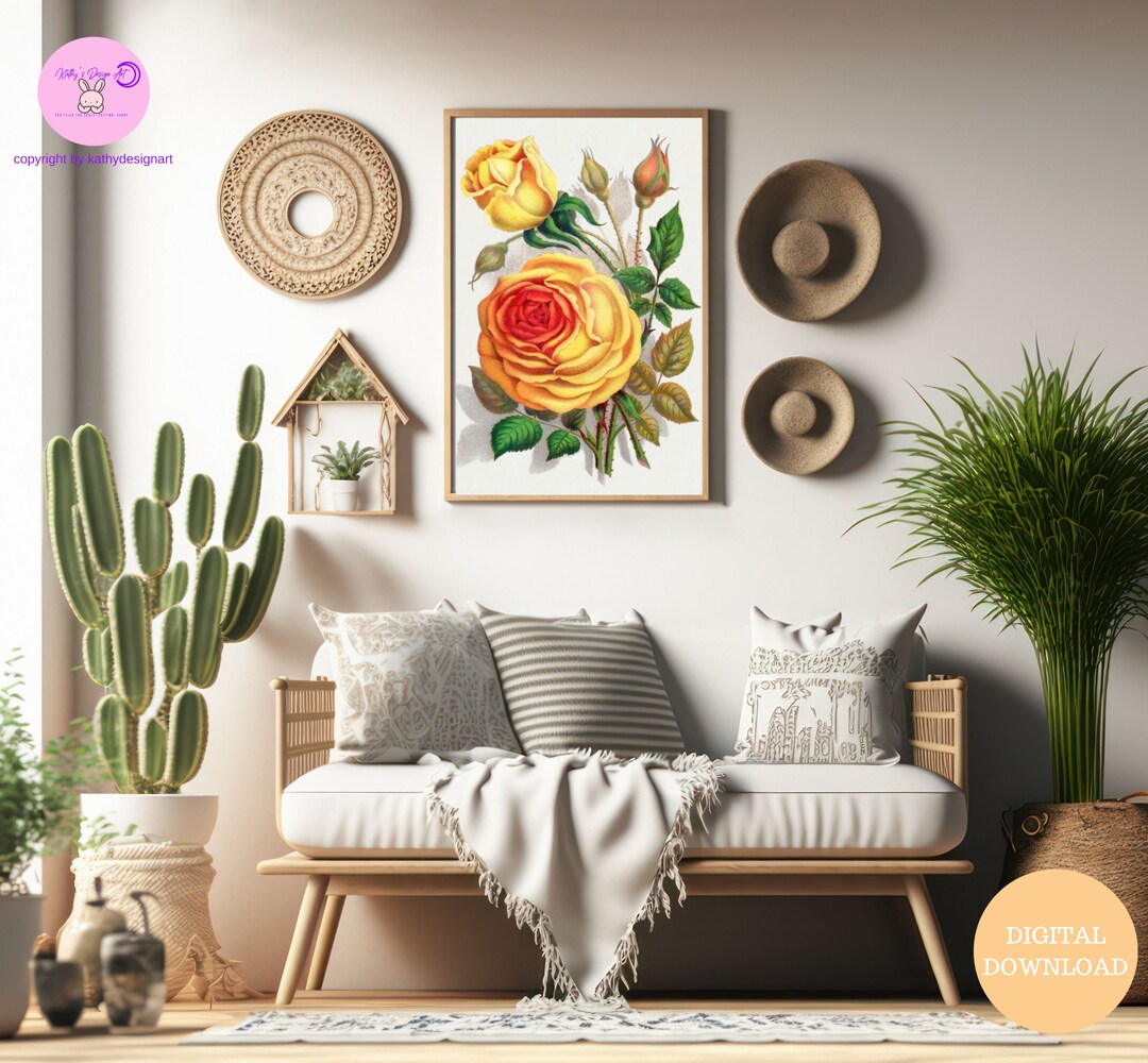 Rose Printable, Floral Printable, Rose Printable, Floral Art Print ...