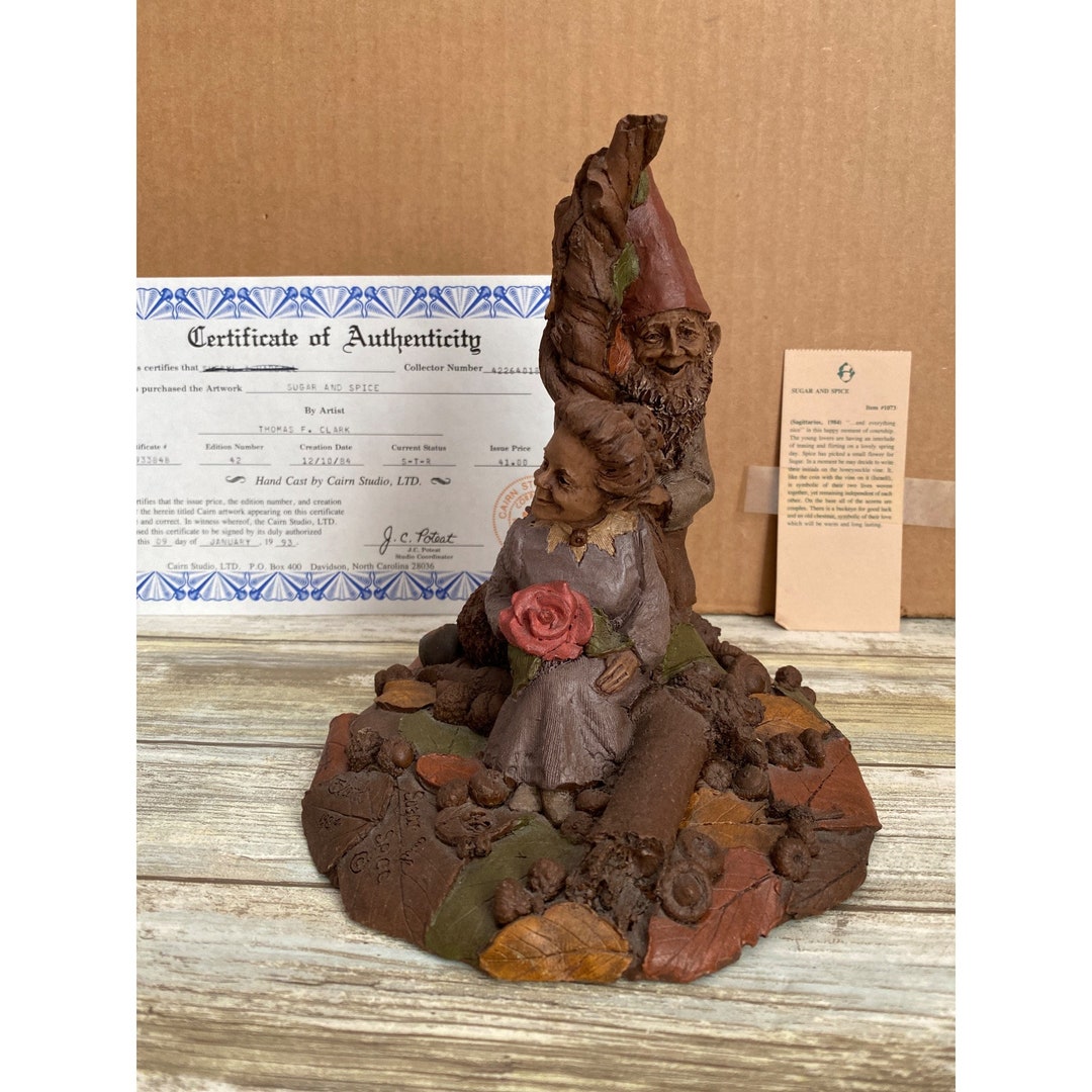 1984 Hand Signed Tom Clark Sugar and Spice 7" Resin Gnome Sculpture W ...