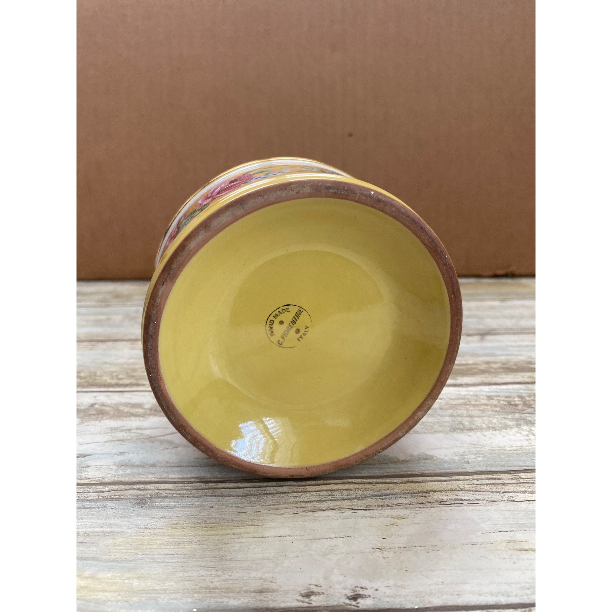 Vintage C. Florentine Italian Ashtray Floral Ceramic Round Yellow ...