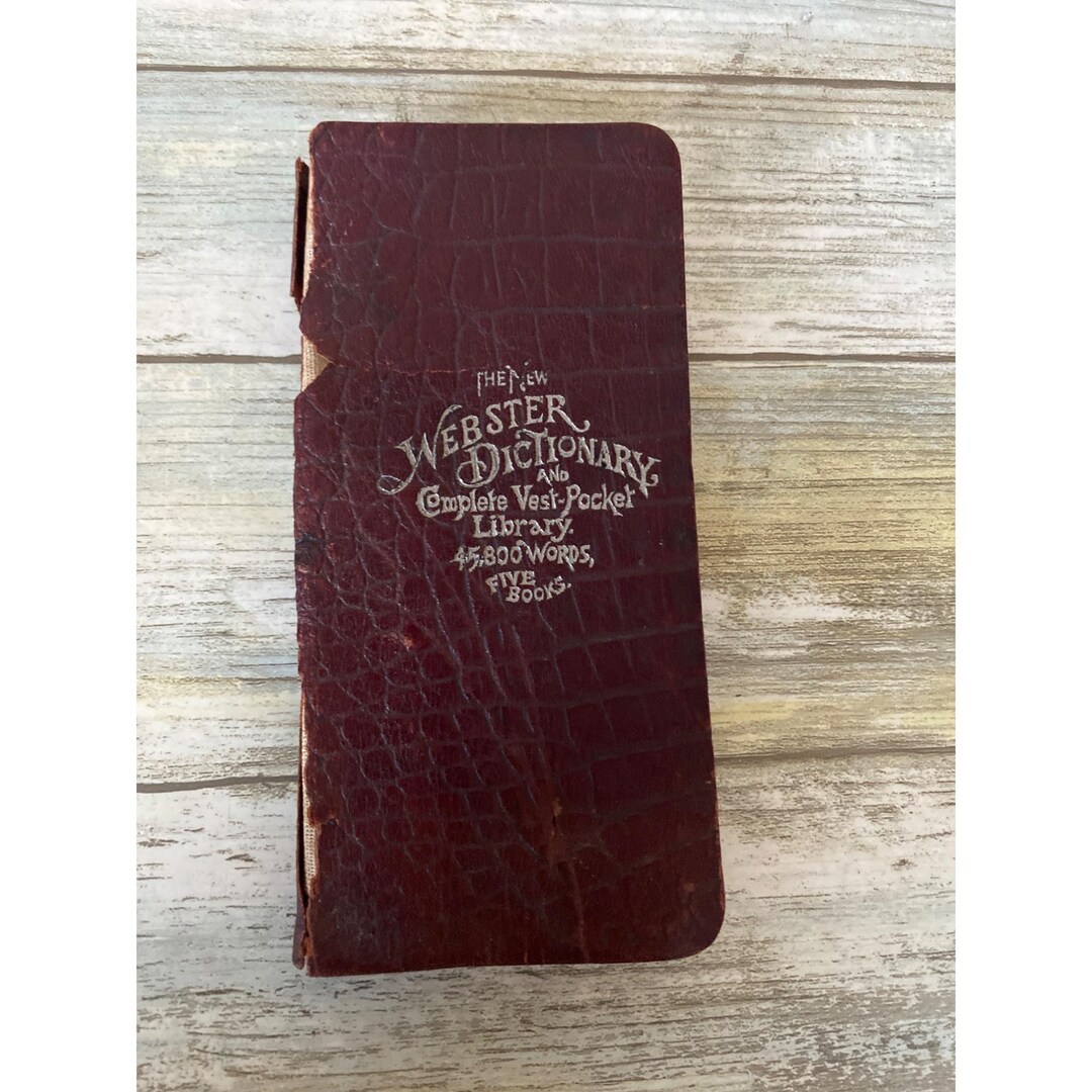 Antique 1894 Webster Vest Pocket Dictionary Red Leather Cover 45000 ...
